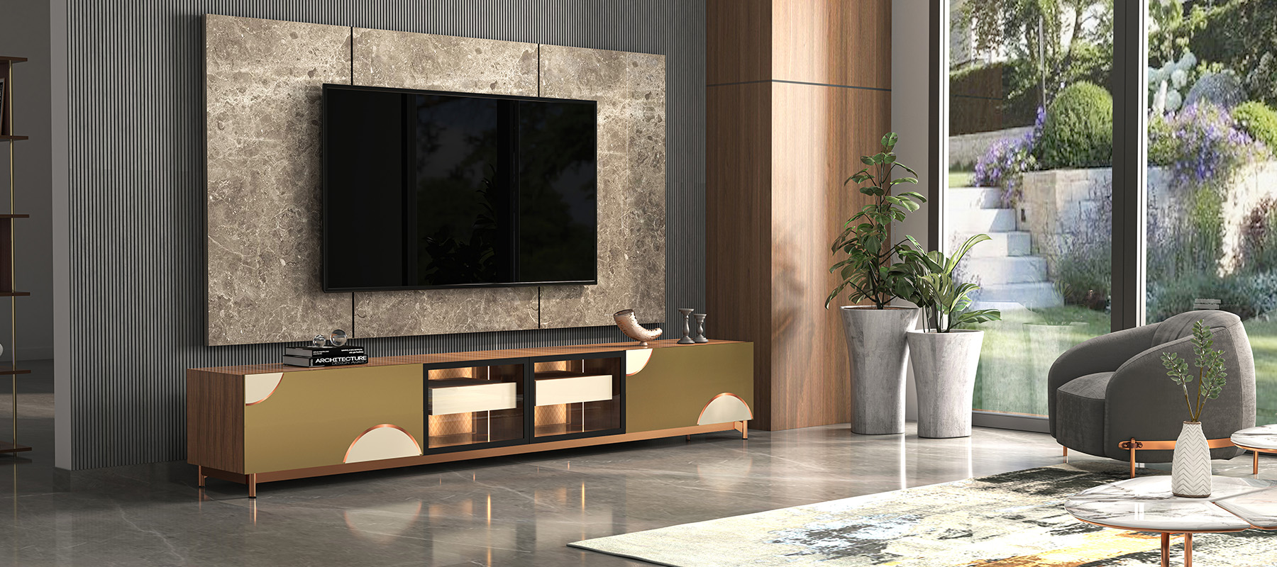 Shop Crescent TV Unit Luxoline Collection from Stanley Level Next